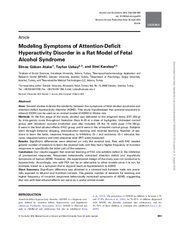 (PDF) Modeling Symptoms of Attention-Deficit Hyperactivity Disorder in ...