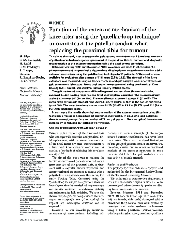 (PDF) Function of the extensor mechanism of the knee after using the ...