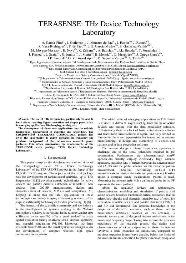 (PDF) TERASENSE: THz device technology laboratory