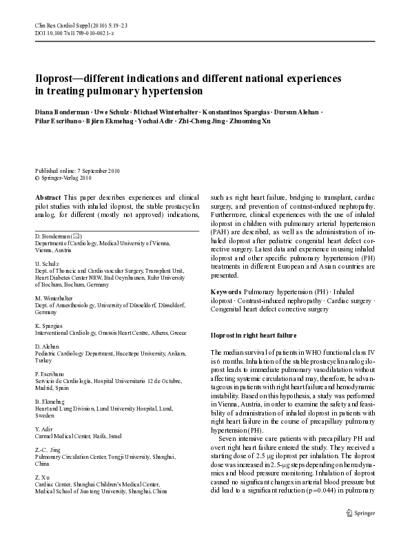 (PDF) Iloprost—different indications and different national experiences ...