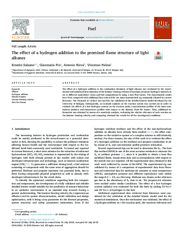 (PDF) The effect of a hydrogen addition to the premixed flame structure of light alkanes ...