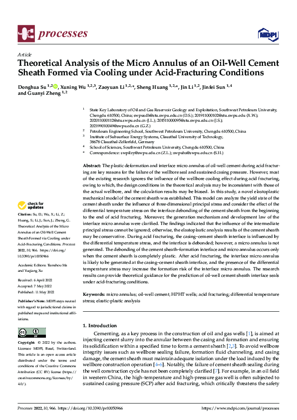 (PDF) Theoretical Analysis of the Micro Annulus of an Oil-Well Cement ...