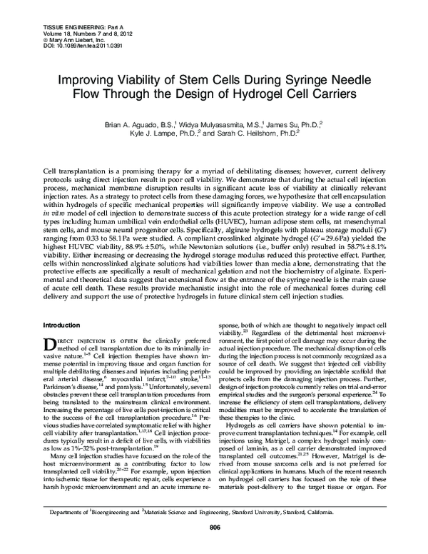 (PDF) Improving Viability of Stem Cells During Syringe Needle Flow ...