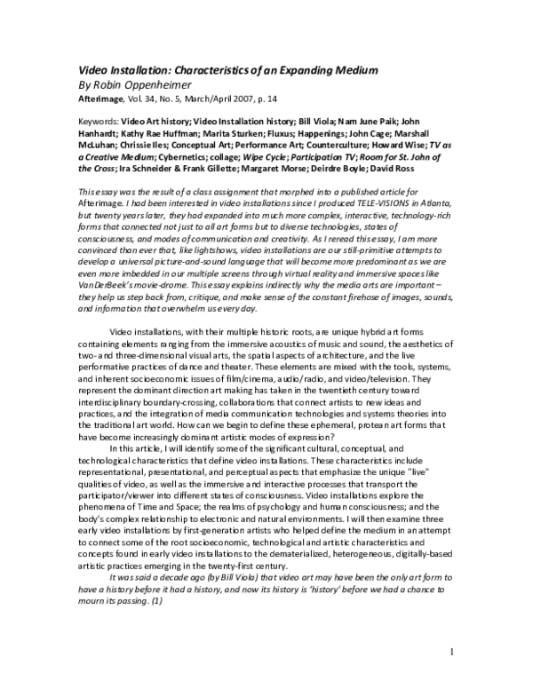(PDF) Video Installation