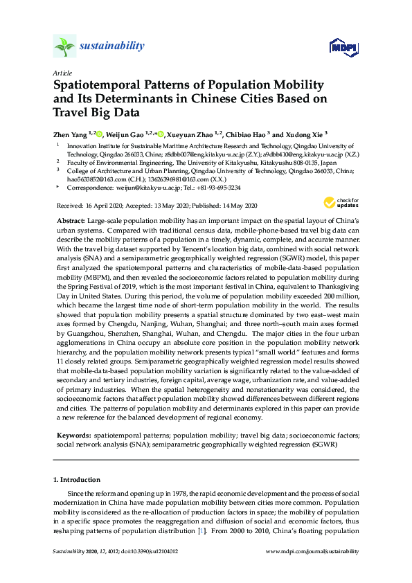 (PDF) Spatiotemporal Patterns of Population Mobility and Its ...