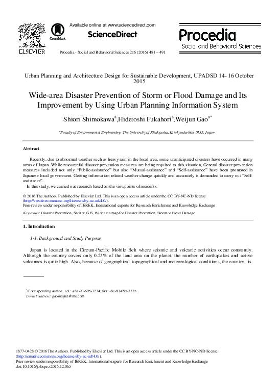 (PDF) Wide-area Disaster Prevention of Storm or Flood Damage and its ...
