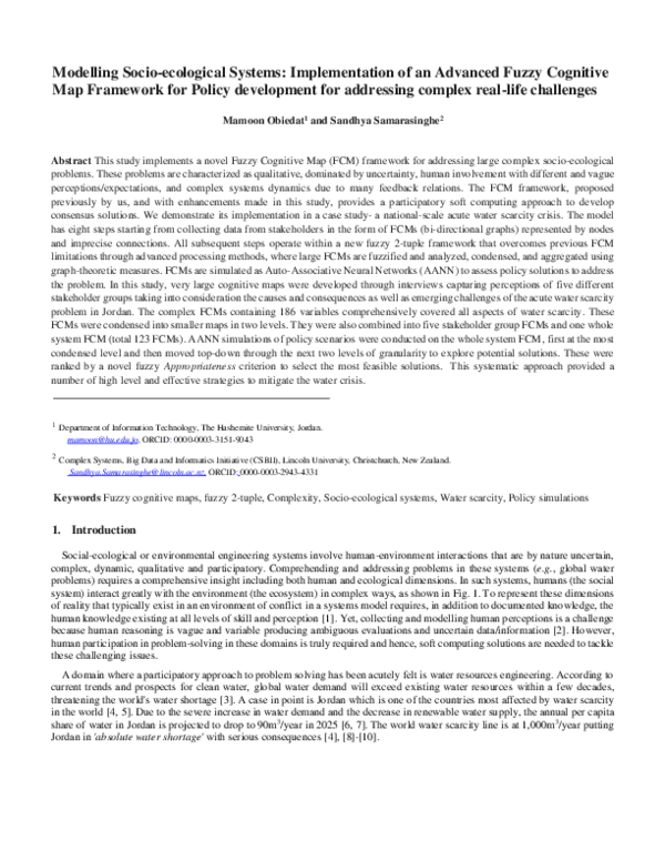 Pdf Modelling Socio Ecological Systems Implementation Of An Advanced