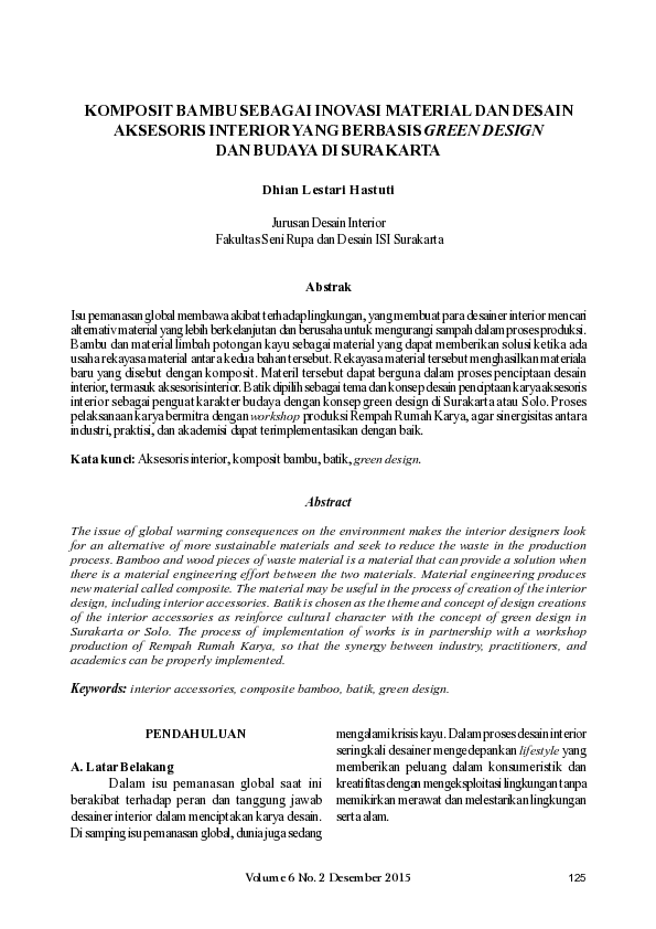 (PDF) Komposit Bambu Sebagai Inovasi Material Dan Desain Aksesoris Interior Yang Berbasis Green ...