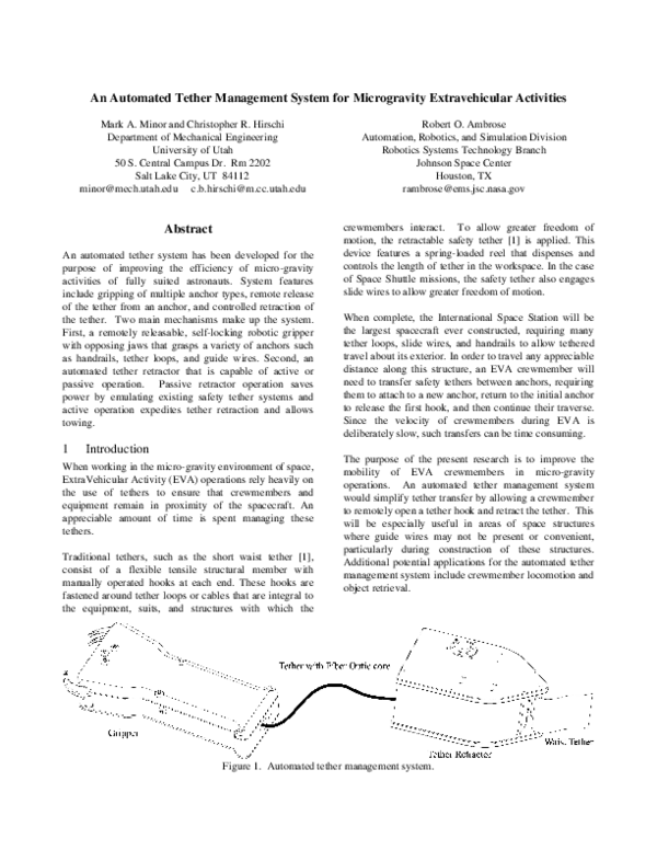 (PDF) An automated tether management system for microgravity ...