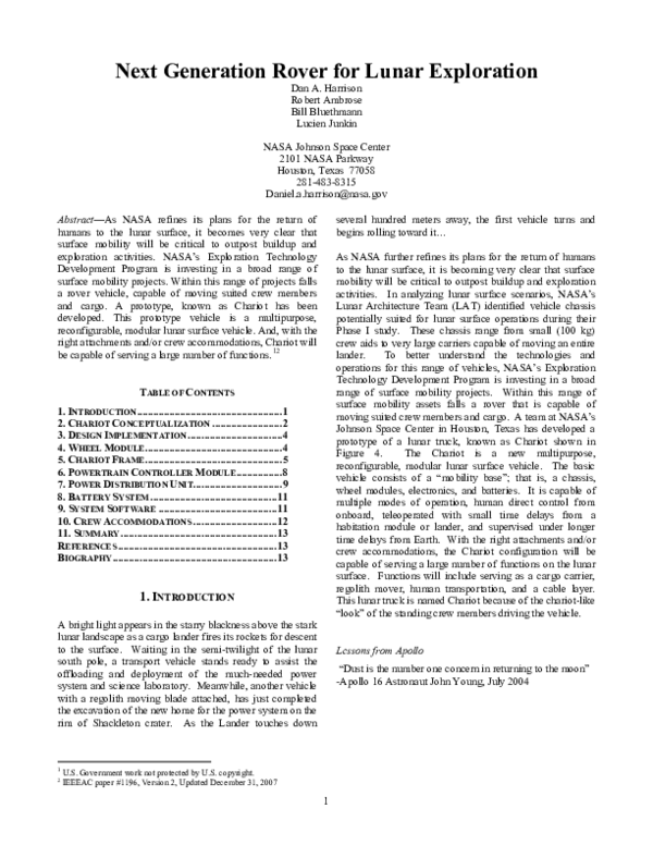 (PDF) Next Generation Rover for Lunar Exploration