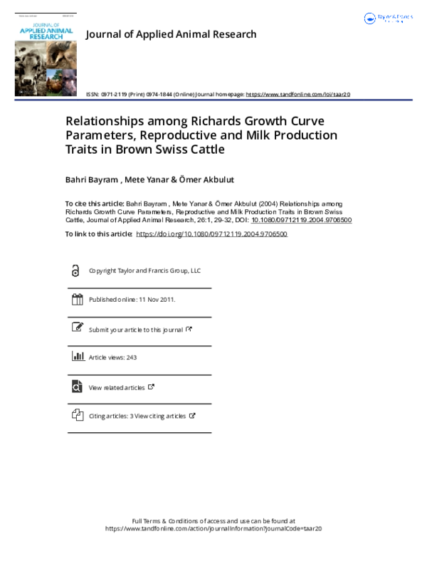 (PDF) Relationships among Richards Growth Curve Parameters ...