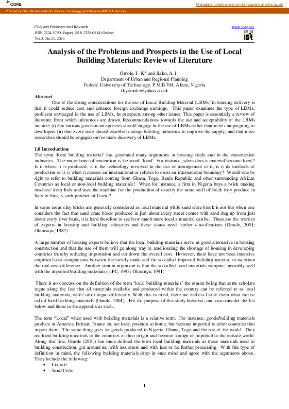 (PDF) Analysis of the Problems and Prospects in the Use of Local ...