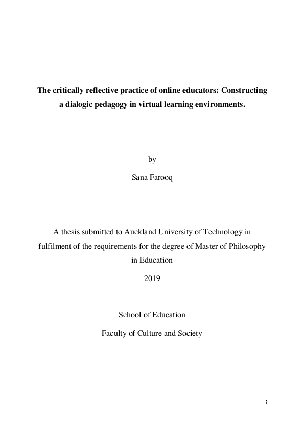 (PDF) The critically reflective practice of online educators: Constructing a dialogic pedagogy ...