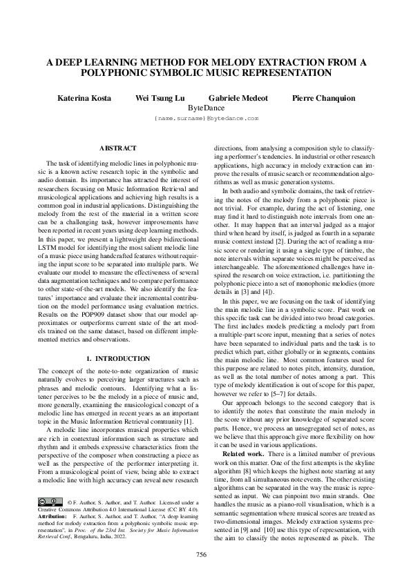 (PDF) A deep learning method for melody extraction from a polyphonic symbolic music representation