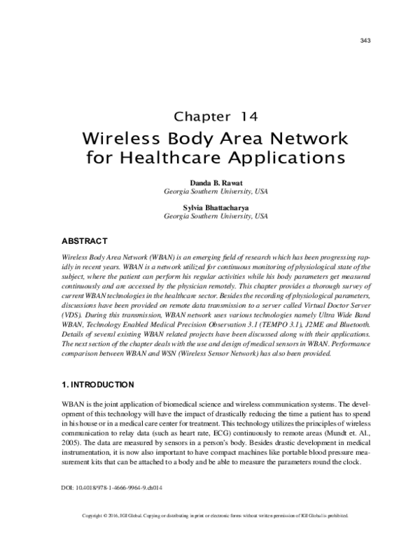 Pdf Wireless Body Area Network For Healthcare Applications