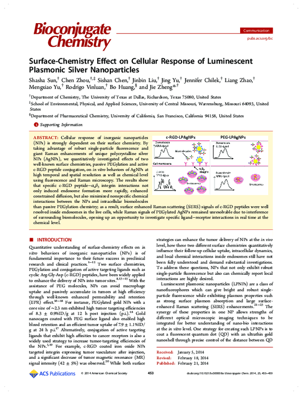 (PDF) Surface-Chemistry Effect on Cellular Response of Luminescent ...