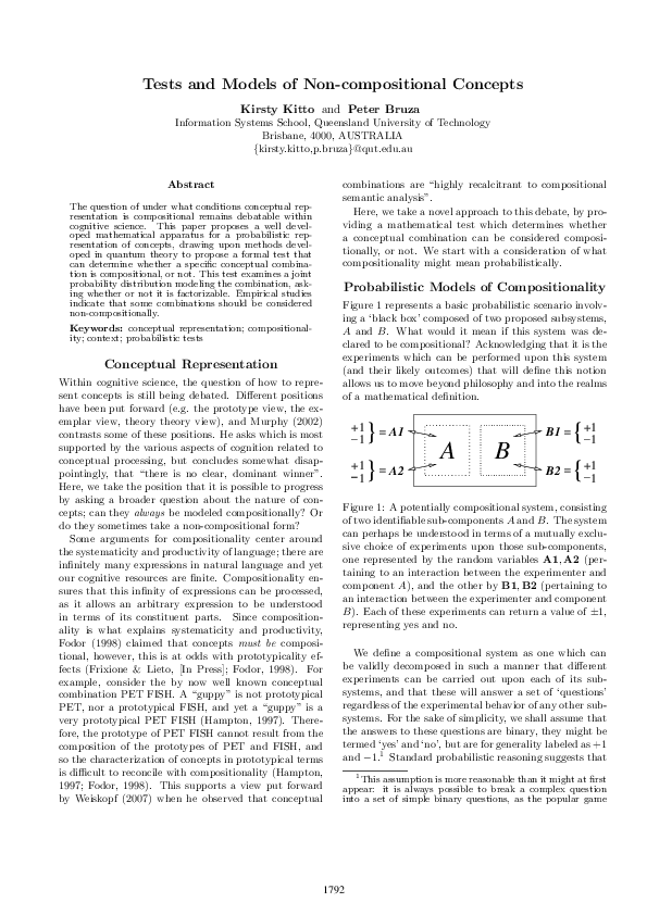 Pdf Tests And Models Of Non Compositional Concepts