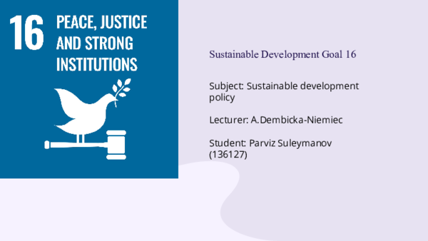 (PPT) SDG 16 - Peace, justice and strong institutions
