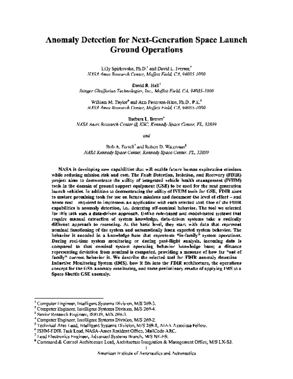 Pdf Anomaly Detection For Next Generation Space Launch Ground Operations