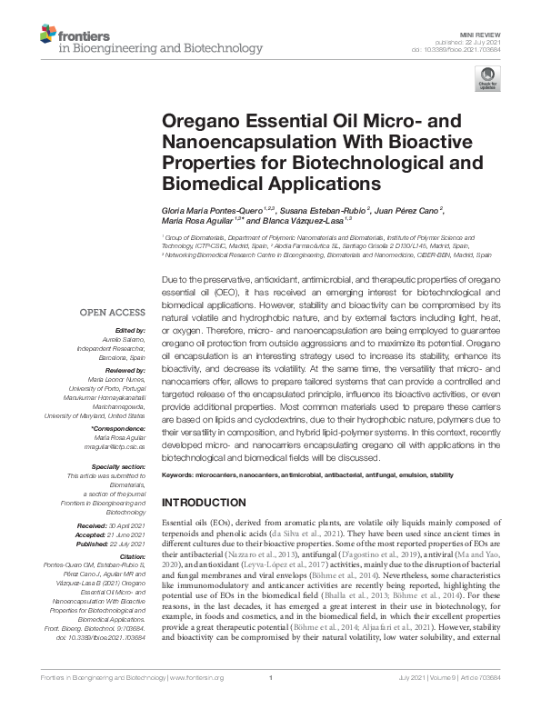 (PDF) Oregano Essential Oil Micro- and Nanoencapsulation With Bioactive ...