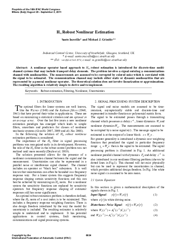 (PDF) Robust onlinear Estimation