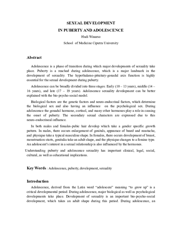 (PDF) Sexual Development in Puberty and Adolescence