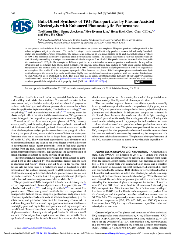 (PDF) Bulk-Direct Synthesis of TiO2Nanoparticles by Plasma-Assisted ...