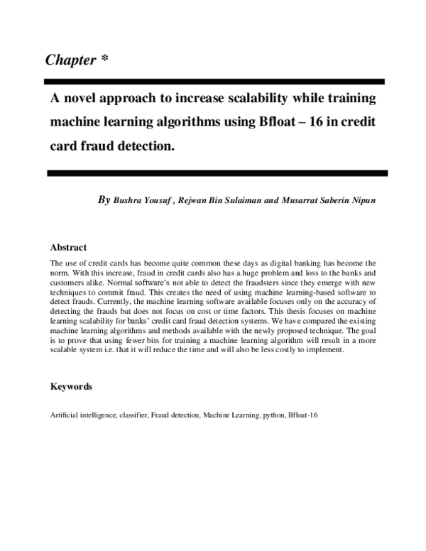 (PDF) Scalable ML Training with Bfloat16 for Fraud Detection