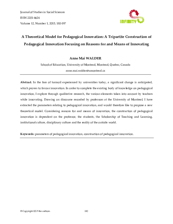 (PDF) A Theoretical Model for Pedagogical Innovation: A Tripartite ...