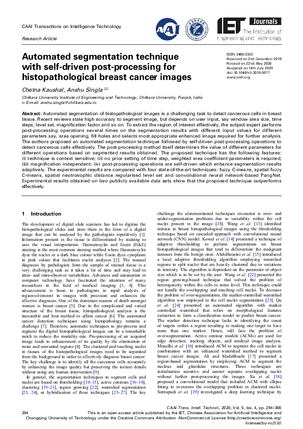 Pdf Automated Segmentation Technique With Self‐driven Post‐processing