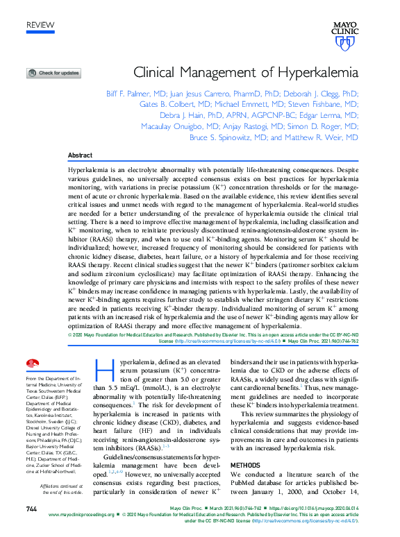 (PDF) Clinical Management of Hyperkalemia