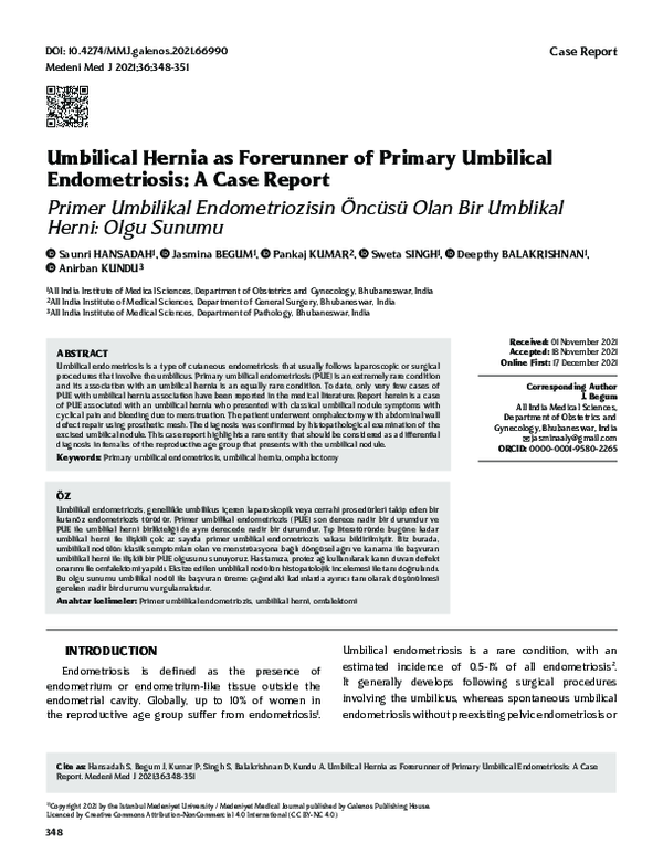 (PDF) Umbilical Endometriosis and Hernia Case Report
