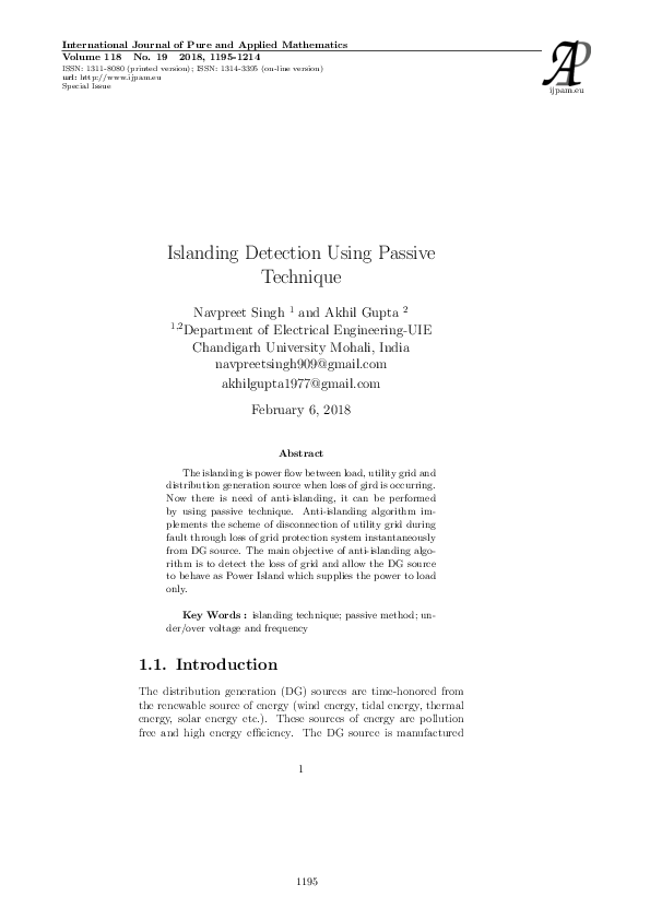 (PDF) Islanding Detection Using Passive Technique
