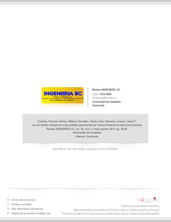 (PDF) Uso de sólidos mesoporos como posibles adsorbentes de úrea ...