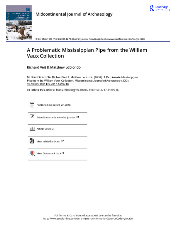 (PDF) A Problematic Mississippian Pipe from the William Vaux Collection