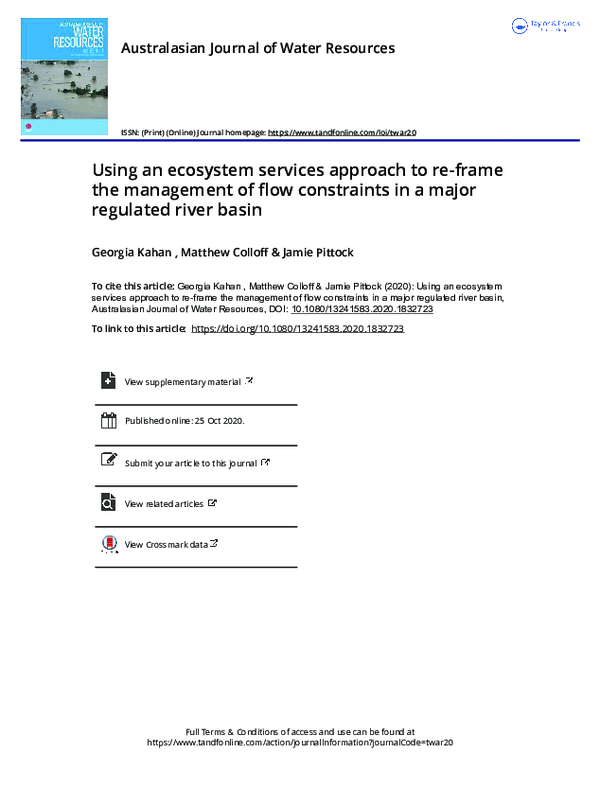 (PDF) Using an ecosystem services approach to re-frame the management ...