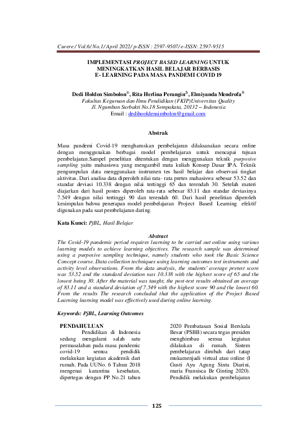 (PDF) Implementasi Project Based Learning Untuk Meningkatkan Hasil Belajar Berbasis E- Learning ...