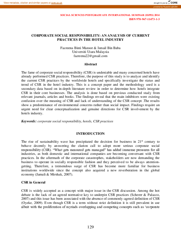 (PDF) Corporate social responsibility:An analysis of current practices ...