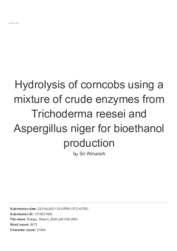 (PDF) Hydrolysis of corncobs using a mixture of crude enzymes from Trichoderma reesei and ...