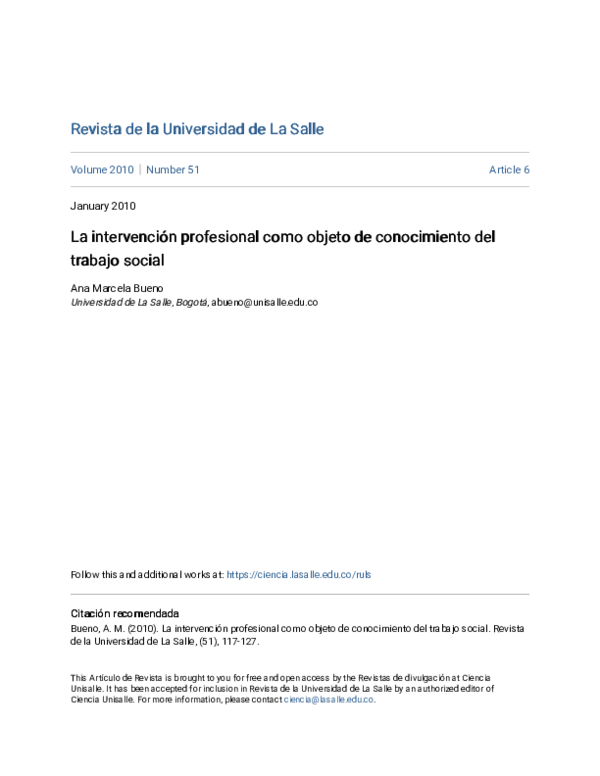 (PDF) La intervención profesional como objeto de conocimiento del ...