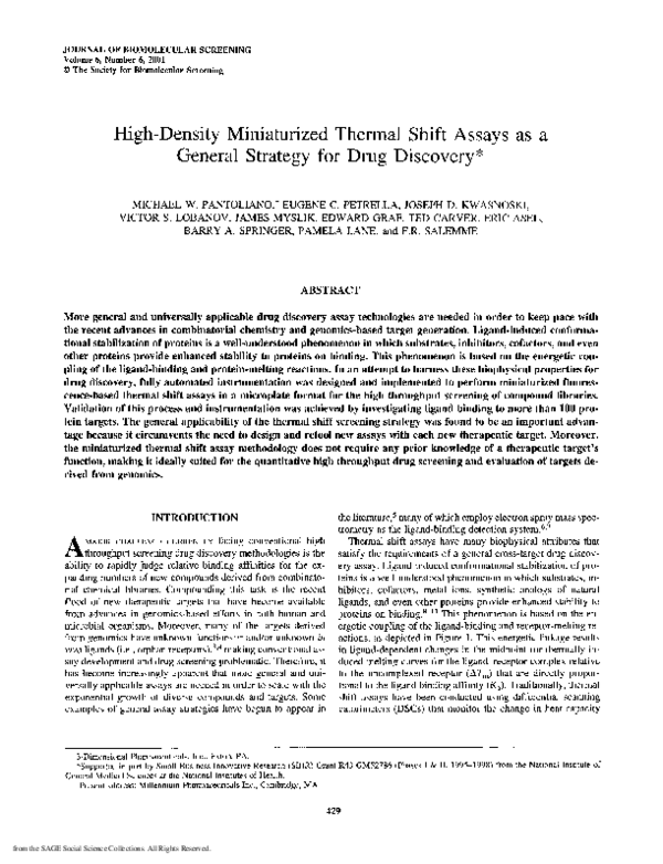 Pdf High Density Miniaturized Thermal Shift Assays As A General