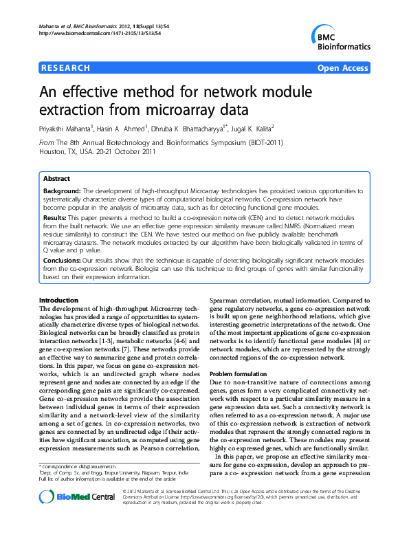(PDF) An effective method for network module extraction from microarray ...