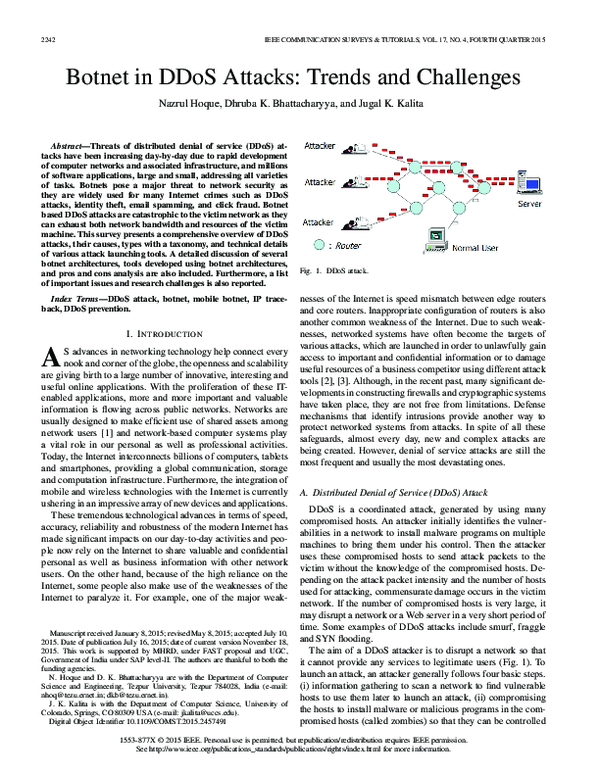 Pdf Botnet In Ddos Attacks Trends And Challenges