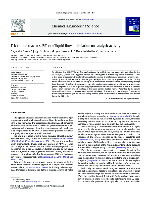(PDF) Trickle bed reactors: Effect of liquid flow modulation on catalytic activity