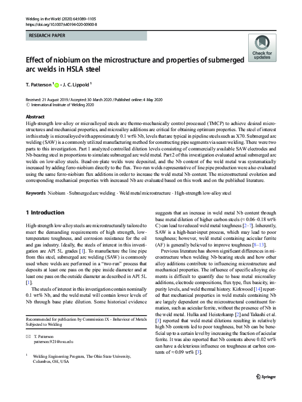 (PDF) Effect of Niobium on Microstructure and Properties of the CoCrFeNb x Ni High Entropy Alloys