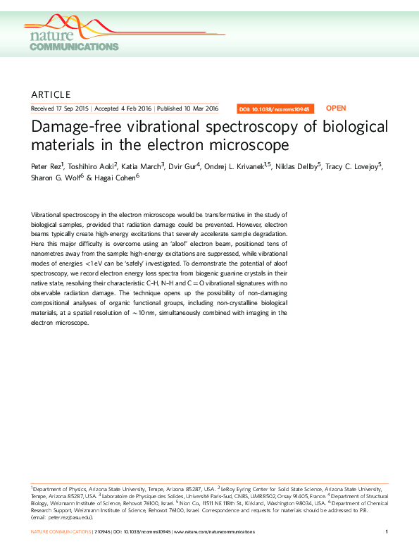 (PDF) Damage-free vibrational spectroscopy of biological materials in ...