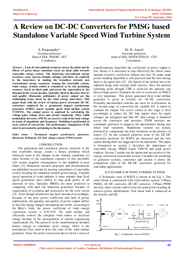 (PDF) A Review on DC-DC Converters for PMSG based Standalone Variable Speed Wind Turbine System