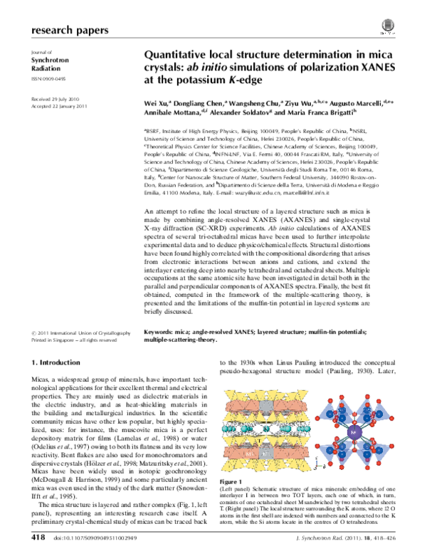 (PDF) Quantitative local structure determination in mica crystals:ab ...