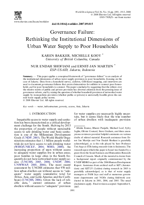 (PDF) Governance Failure: Rethinking the Institutional Dimensions of ...