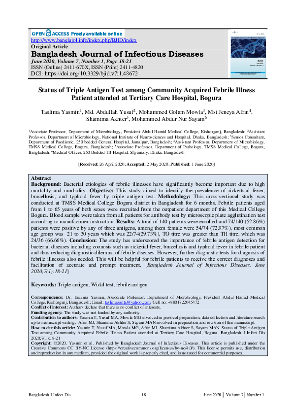 (PDF) Status of Triple Antigen Test among Community Acquired Febrile ...